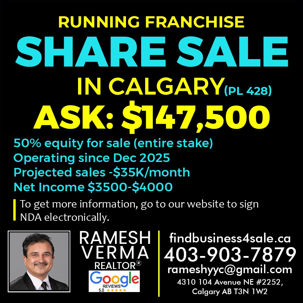 Business for sale in Calgary, Franchise for sale in Calgary